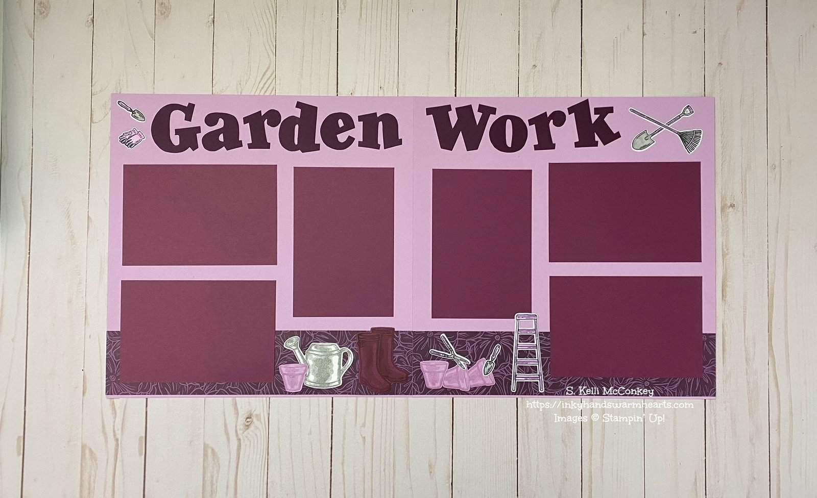 My Beautiful Garden Work Scrapbook Layout - Inky Hands Warm Hearts