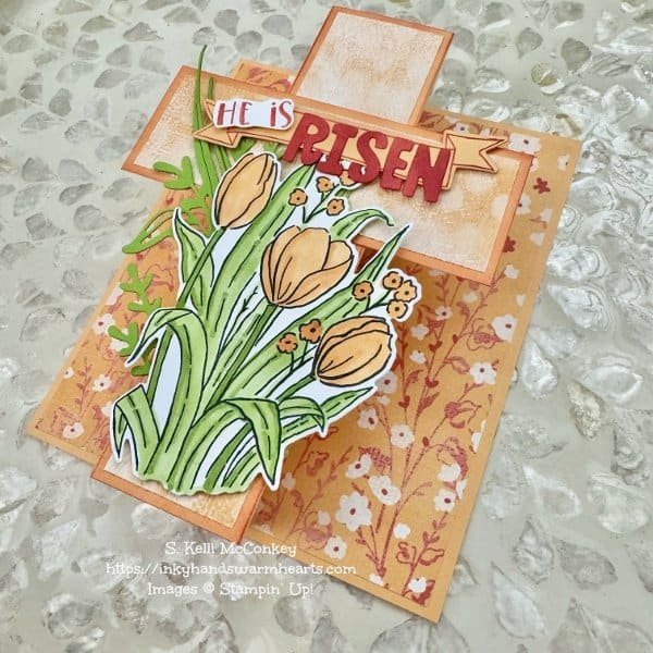 Large Cross Fun Fold Card - Inky Hands Warm Hearts